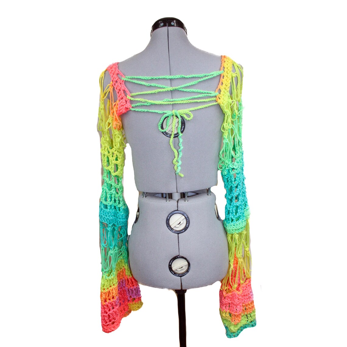 Retro Stripe Crochet Festival Sleeves: Rainbow Rave Bell Sleeves - Etsy