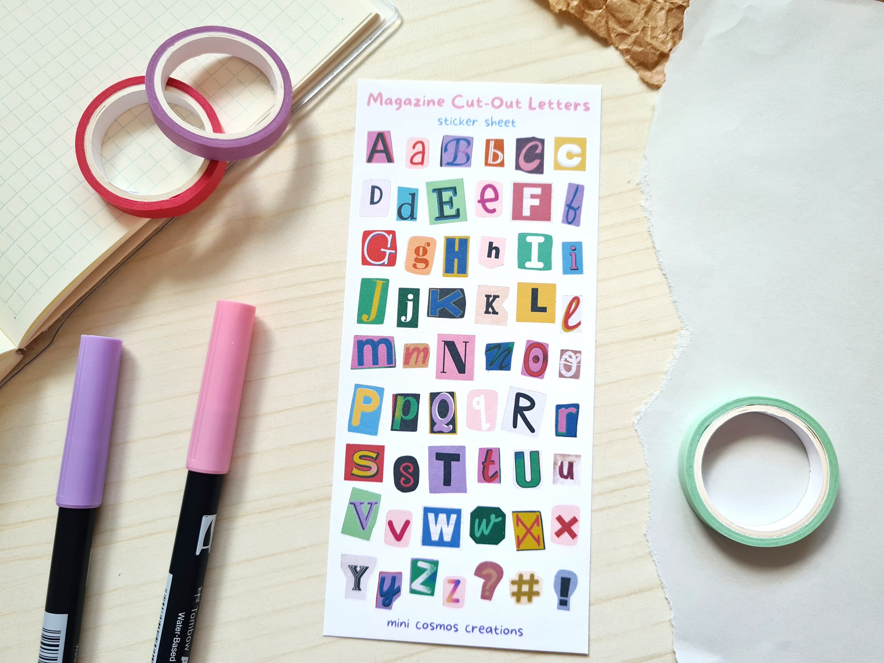 Alphabet Magazine Cut Out Letter Stickers Journal Supplies, Scrapbook ...