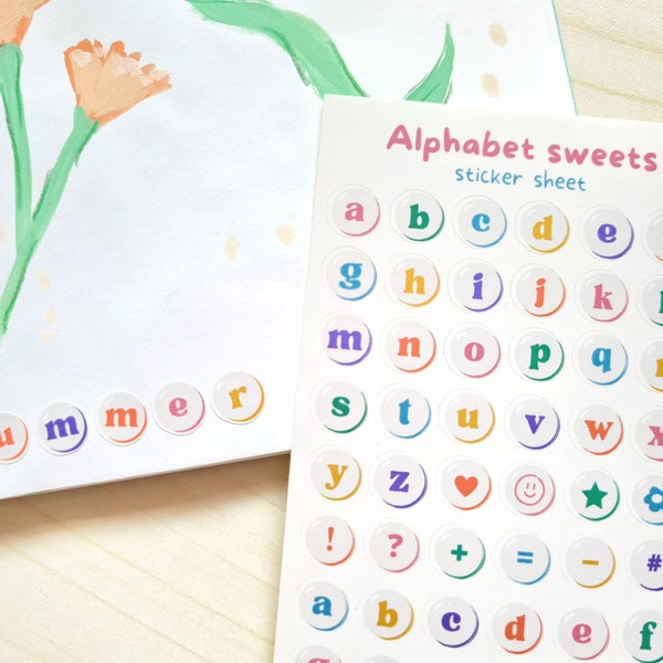 Heart Shaped Alphabet Sticker Sheet Letter Stickers, Cute Kawaii ...