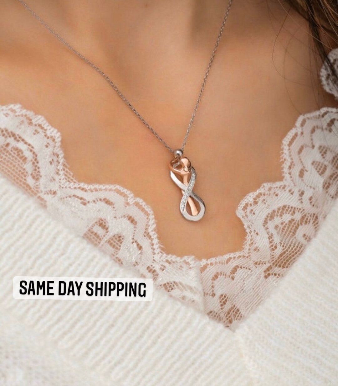 Hugging Couple Silver Necklace, Infinity Necklace, Love Necklace, 925 ...