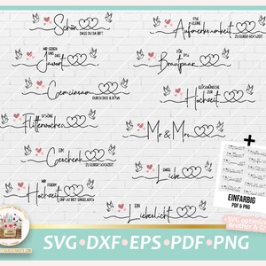 Plotterdatei Hochzeit deutsche Schriftzüge SVG, Hochzeit Sprüche, Hochzeit Bundle, Hochzeit ...