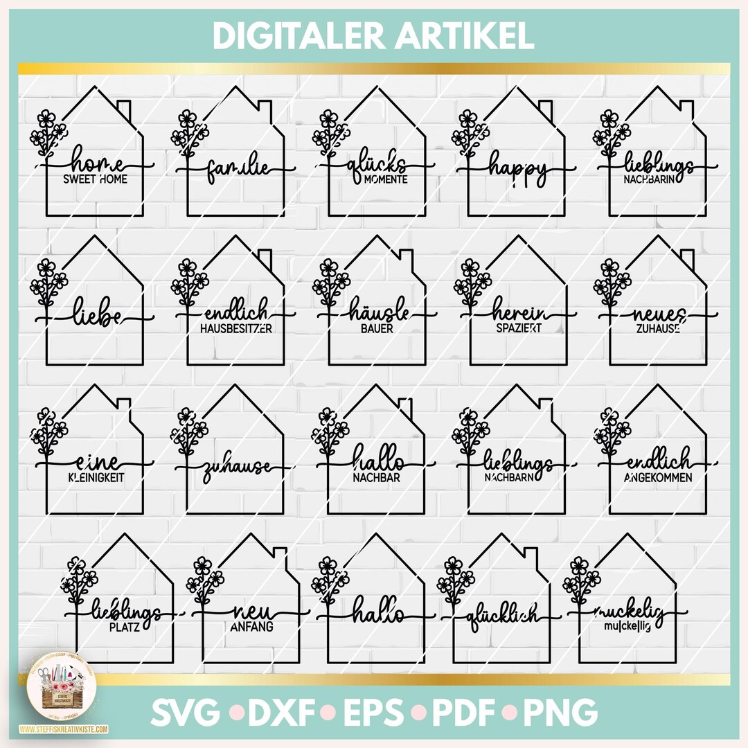 Plotterdatei Haus deutsche Sprüche SVG,Häuschen SVG, Laserdatei Haus, Clipart Haus, Haus DXF ...