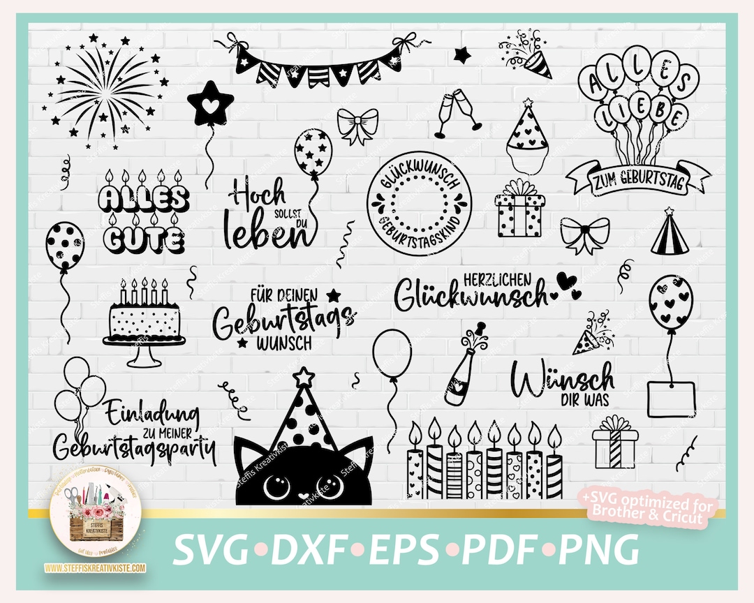 Plotterdatei Geburtstag Bundle deutsche Sprüche SVG, Geburtstag SVG, Geburtstag Bundle ...