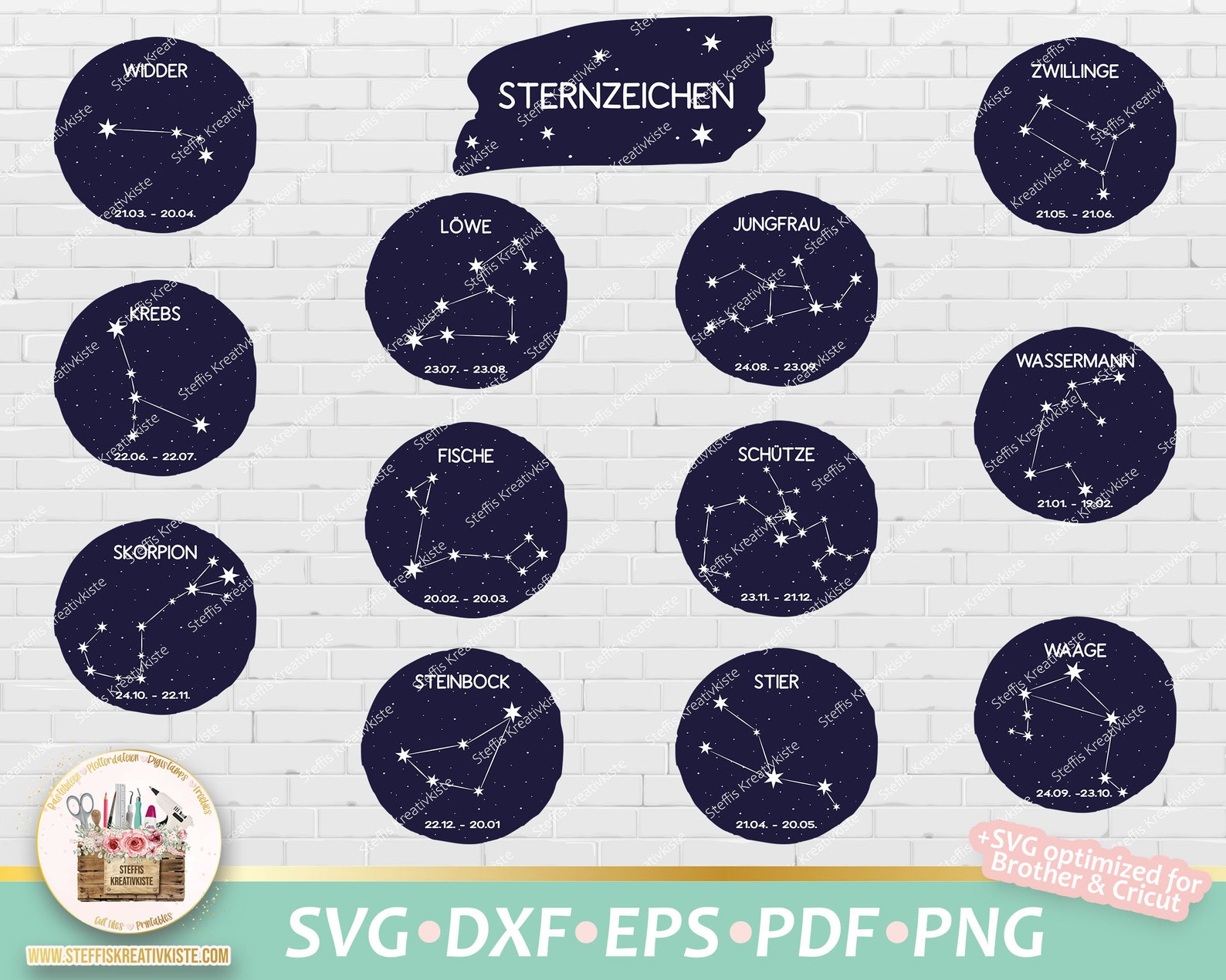 Bundle Sternzeichen deutsch Plotterdatei SVG PNG DXF - Etsy.de