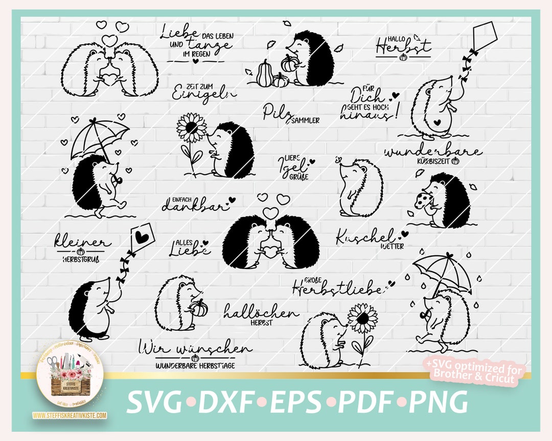 Plotterdatei Herbst Igel SVG, Plotterdatei Igel, Laserdatei Herbst, Digistamp Herbst, Herbst ...