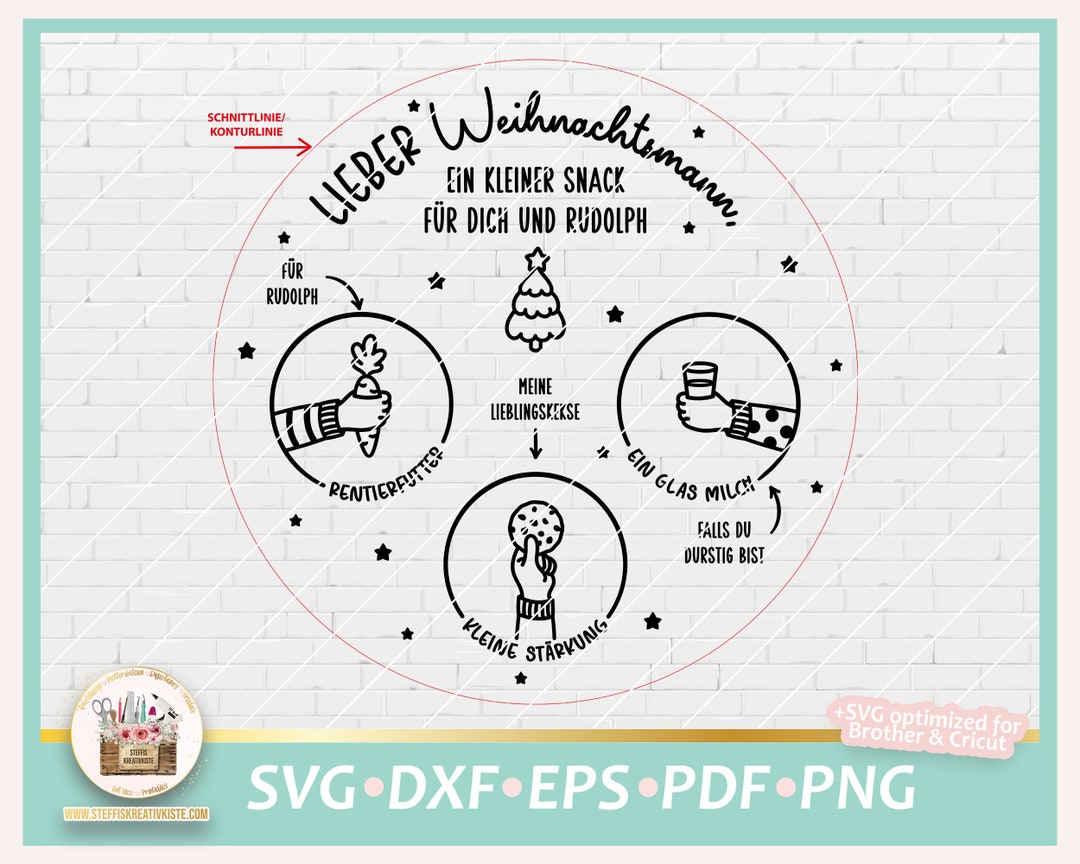 Plotterdatei Weihnachtsteller SVG, Weihnachten Teller SVG, Laserdatei Weihnachtsteller, Teller ...