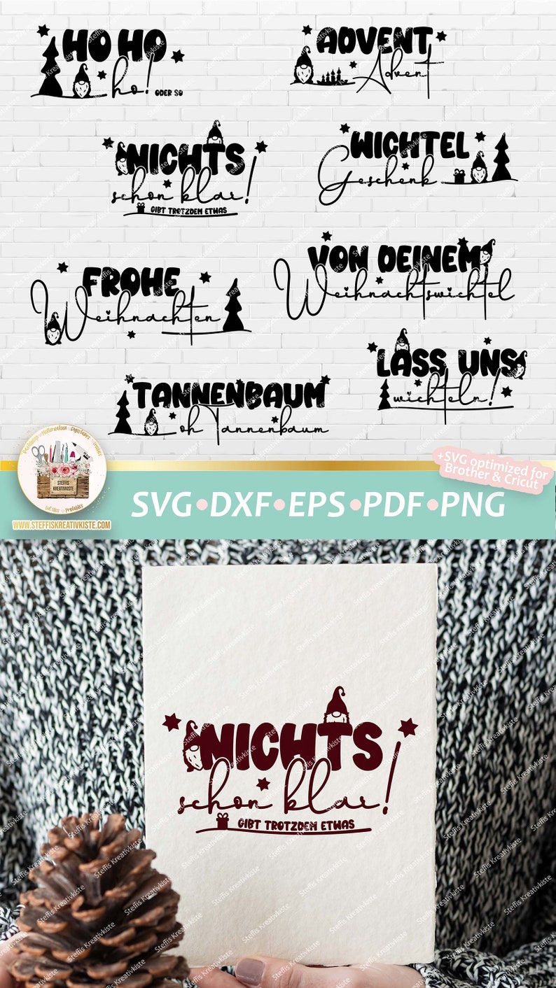 Plotterdatei Weihnachten Wichtel deutsche Sprüche SVG, Digistamp ...