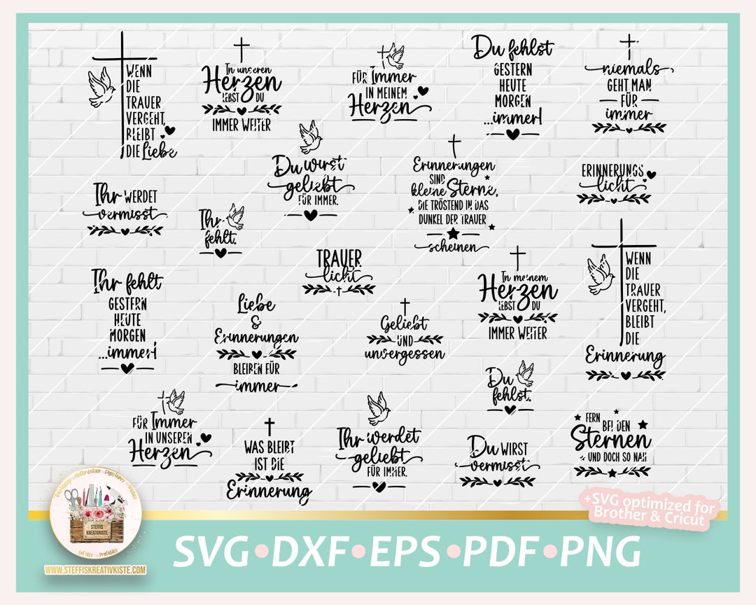 Plotterdatei Trauer deutsche Sprüche SVG, Abschied SVG, Plotterdatei Abschied, Grablichter ...