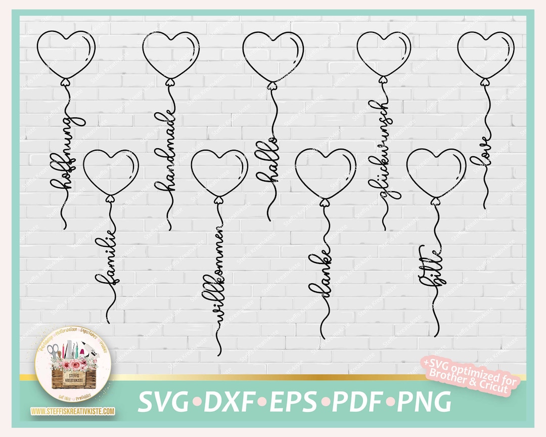 Bundle German Words Lettering Svg, Cut File German Lettering Heart ...