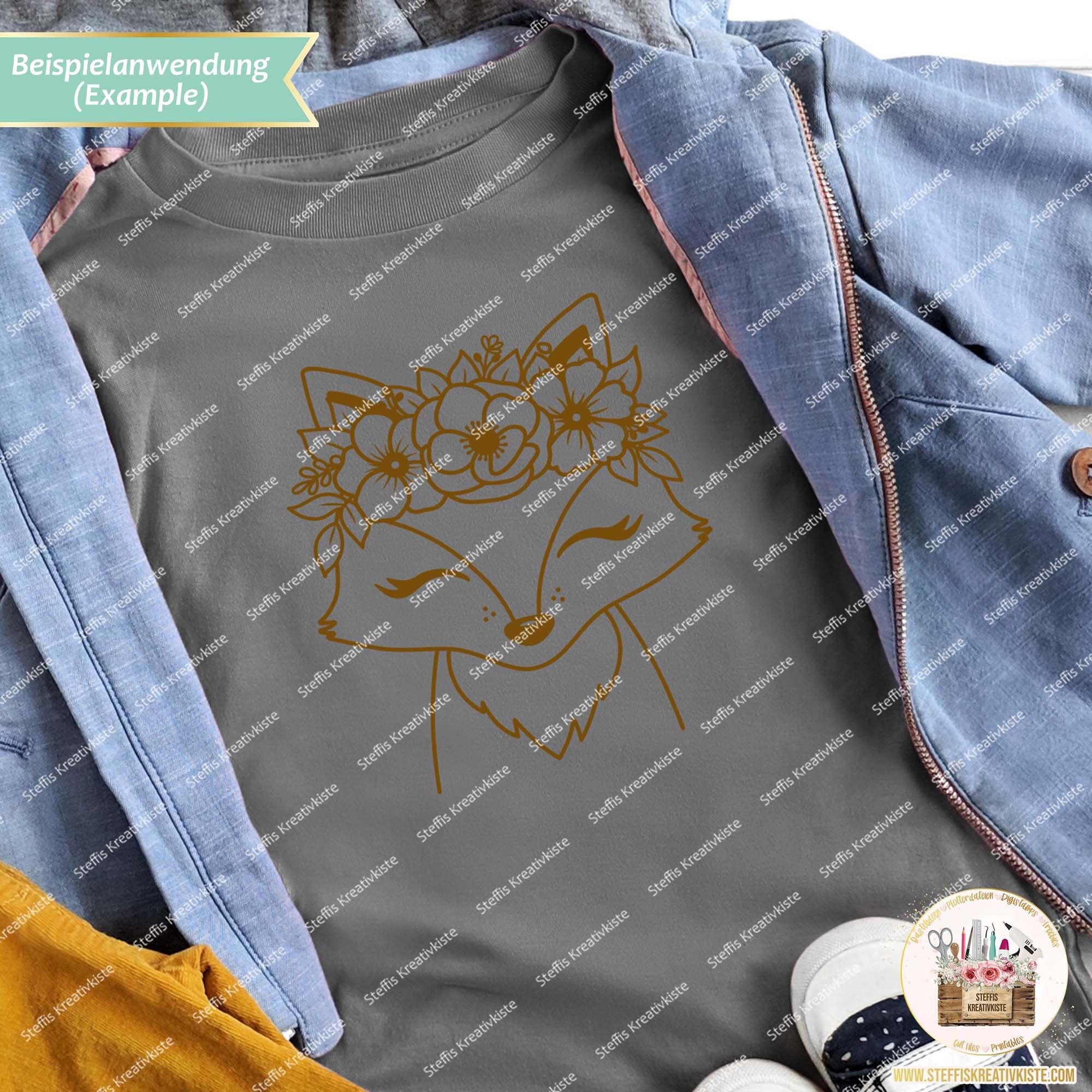 Plotterdatei Fuchs Mädchen Blumenkrone SVG Fuchs Blumenkranz - Etsy.de