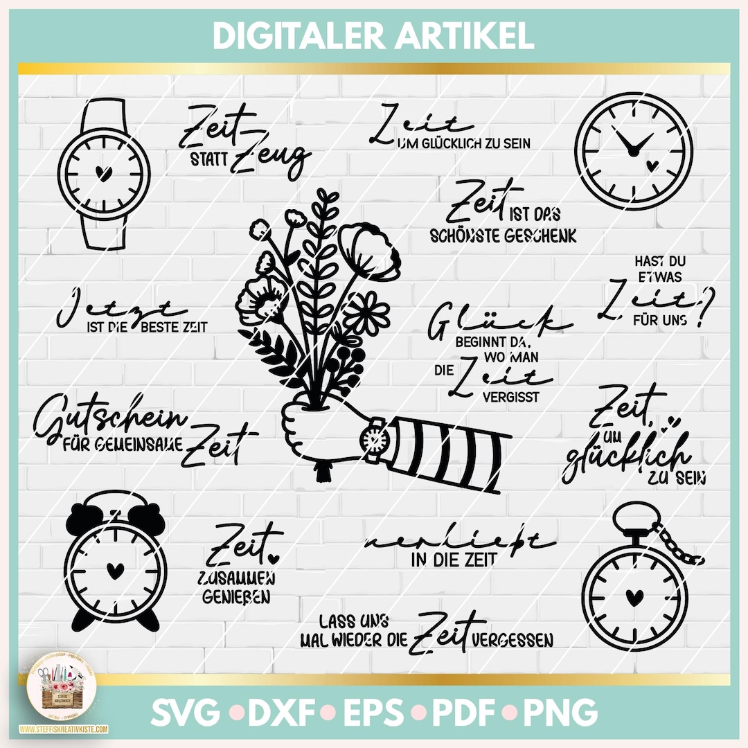 Time-themed SVG File With German Quotes, Time Instead of Things SVG ...