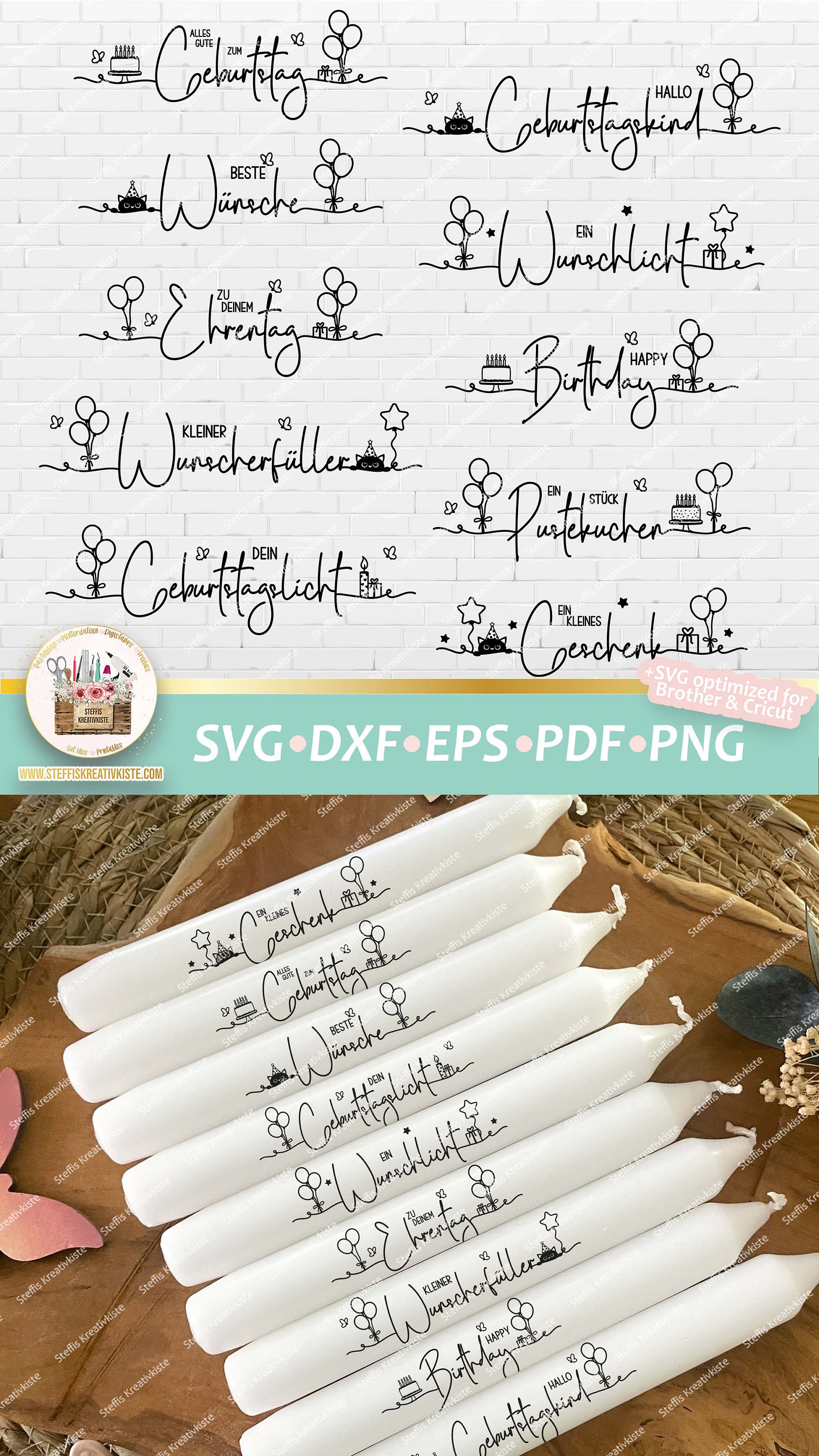 Plotterdatei Geburtstag deutsche Schriftzüge SVG, Geburtstag Sprüche ...