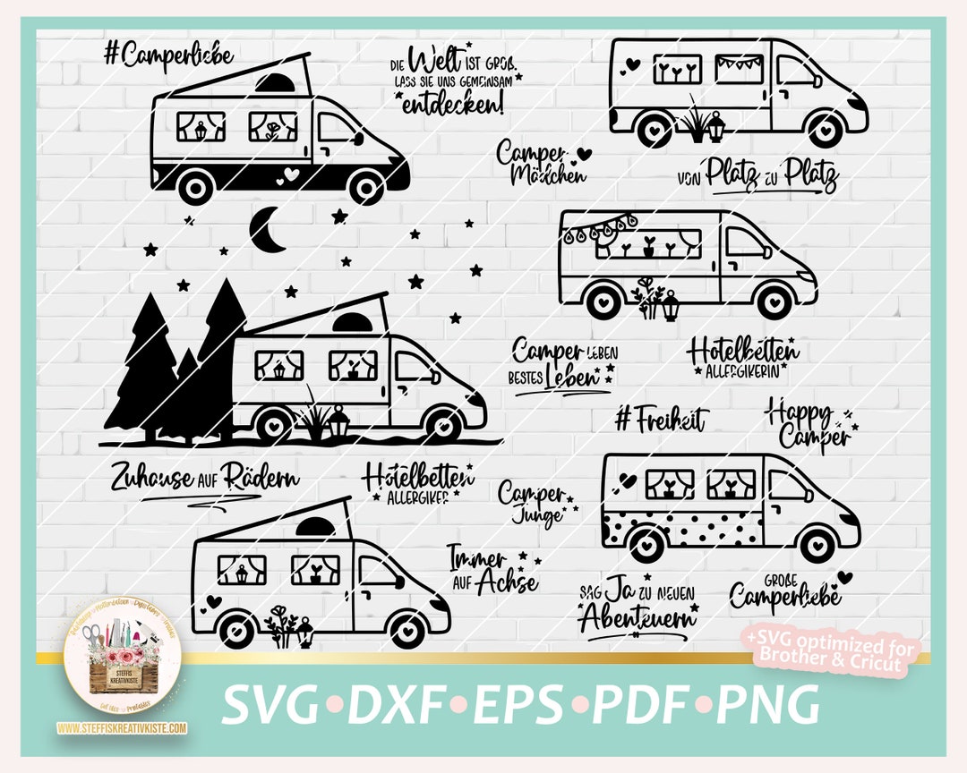 Plotterdatei Camping Bus SVG, Plotterdatei Camper, SVG Camper, DXF Camping, Camping Sprüche ...