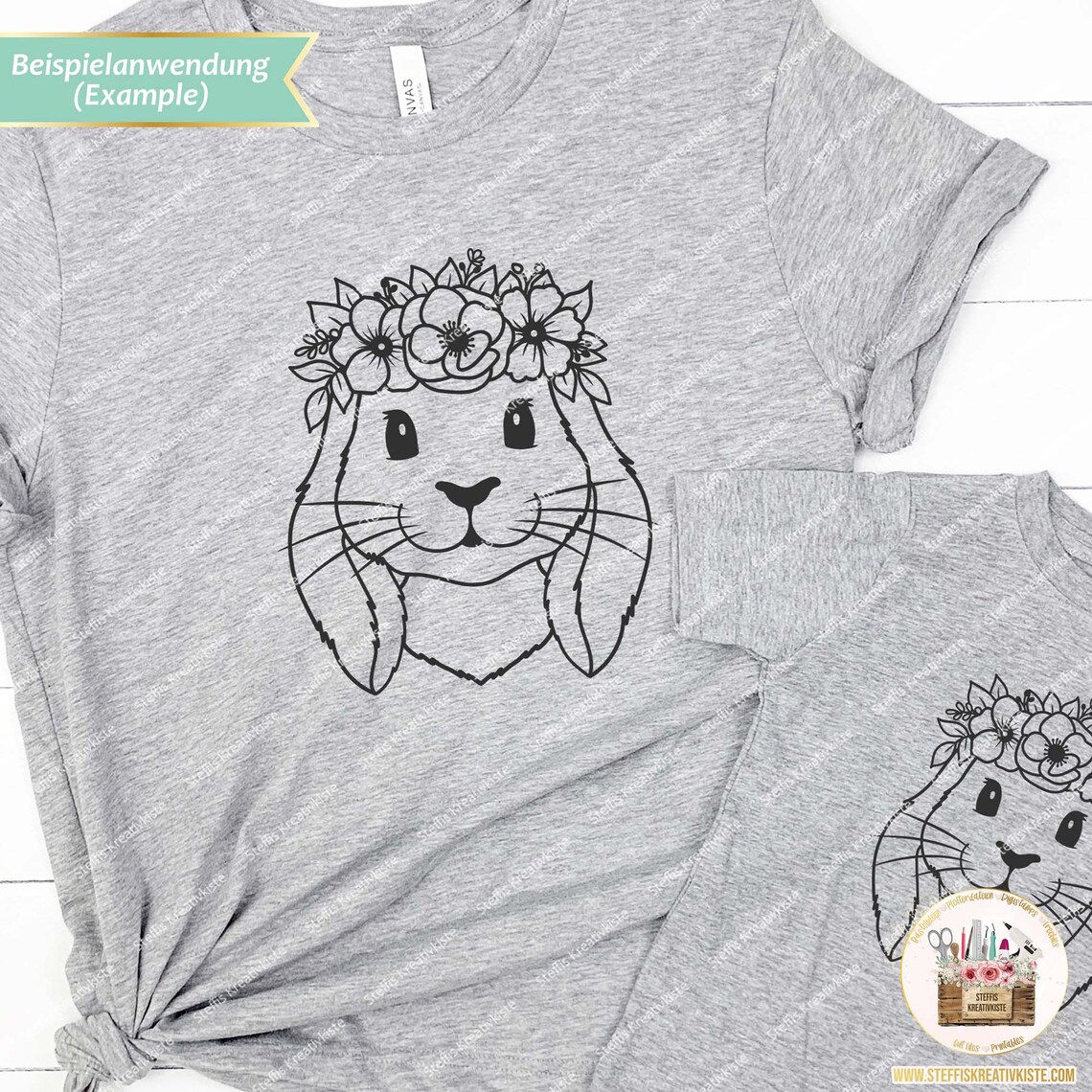 Svg Hase Blumenkrone Plotterdatei Hase Blumenkrone Hase | Etsy