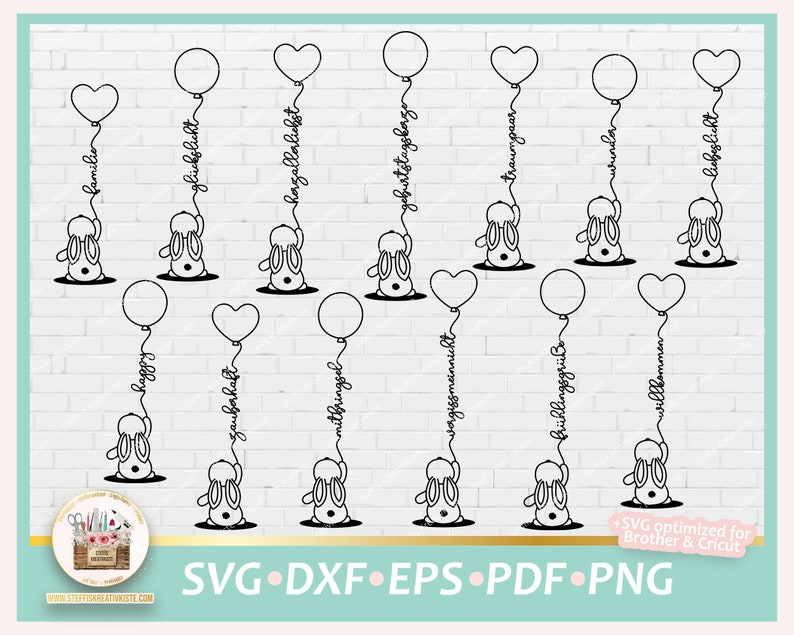 Plotterdatei deutsche Schriftzüge Hase mit Ballon SVG - Etsy.de