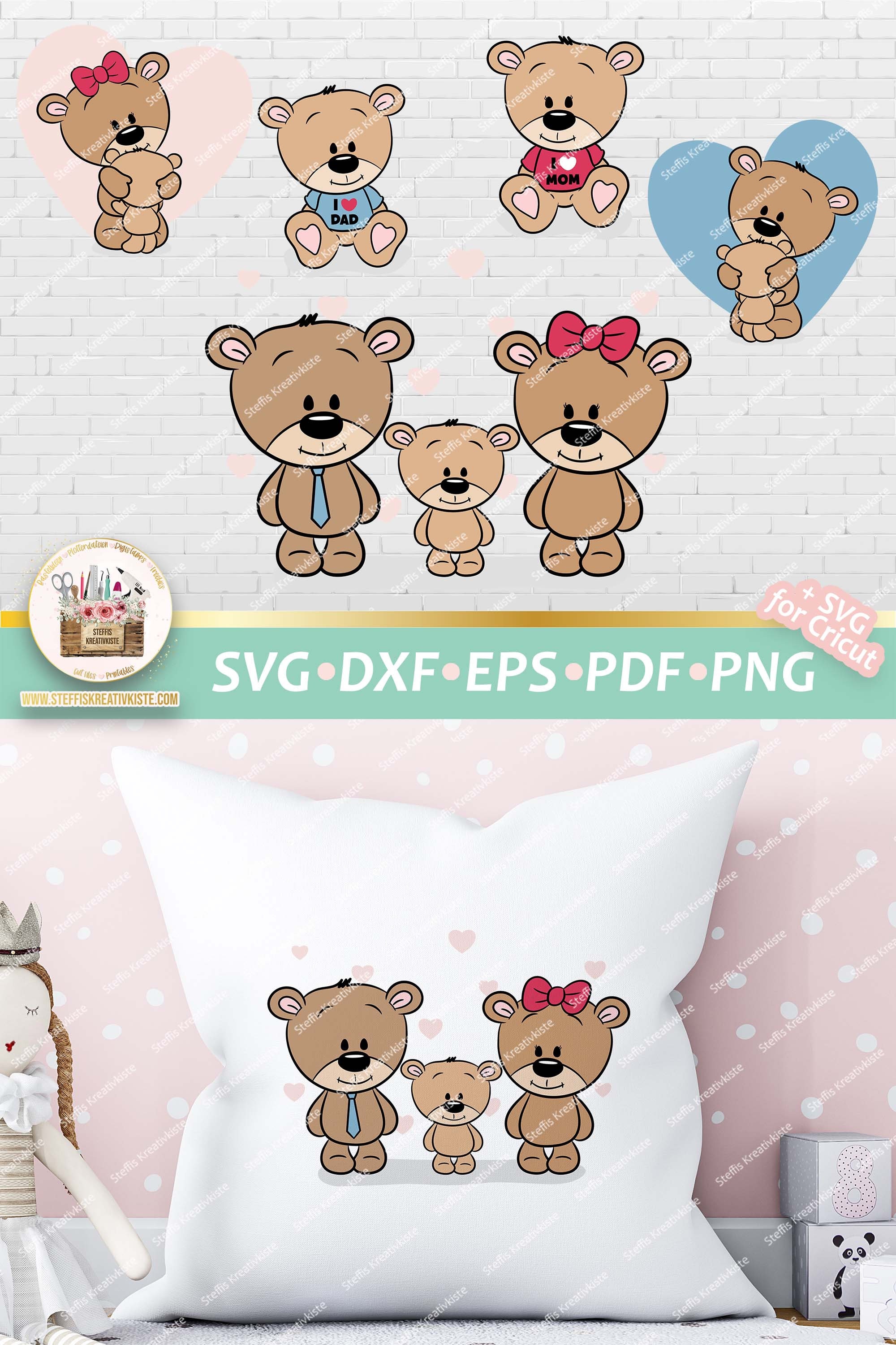 Svg Teddybären Familie Plotterdatei Teddy Bär niedlich Svg | Etsy