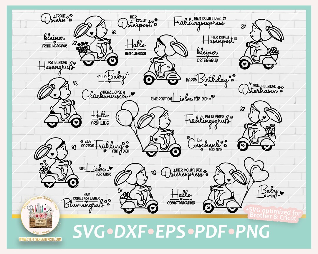 Plotterdatei Hase Motorroller SVG, Plotterdatei Ostern, Plotterdatei Frühling, Sprüche Ostern ...