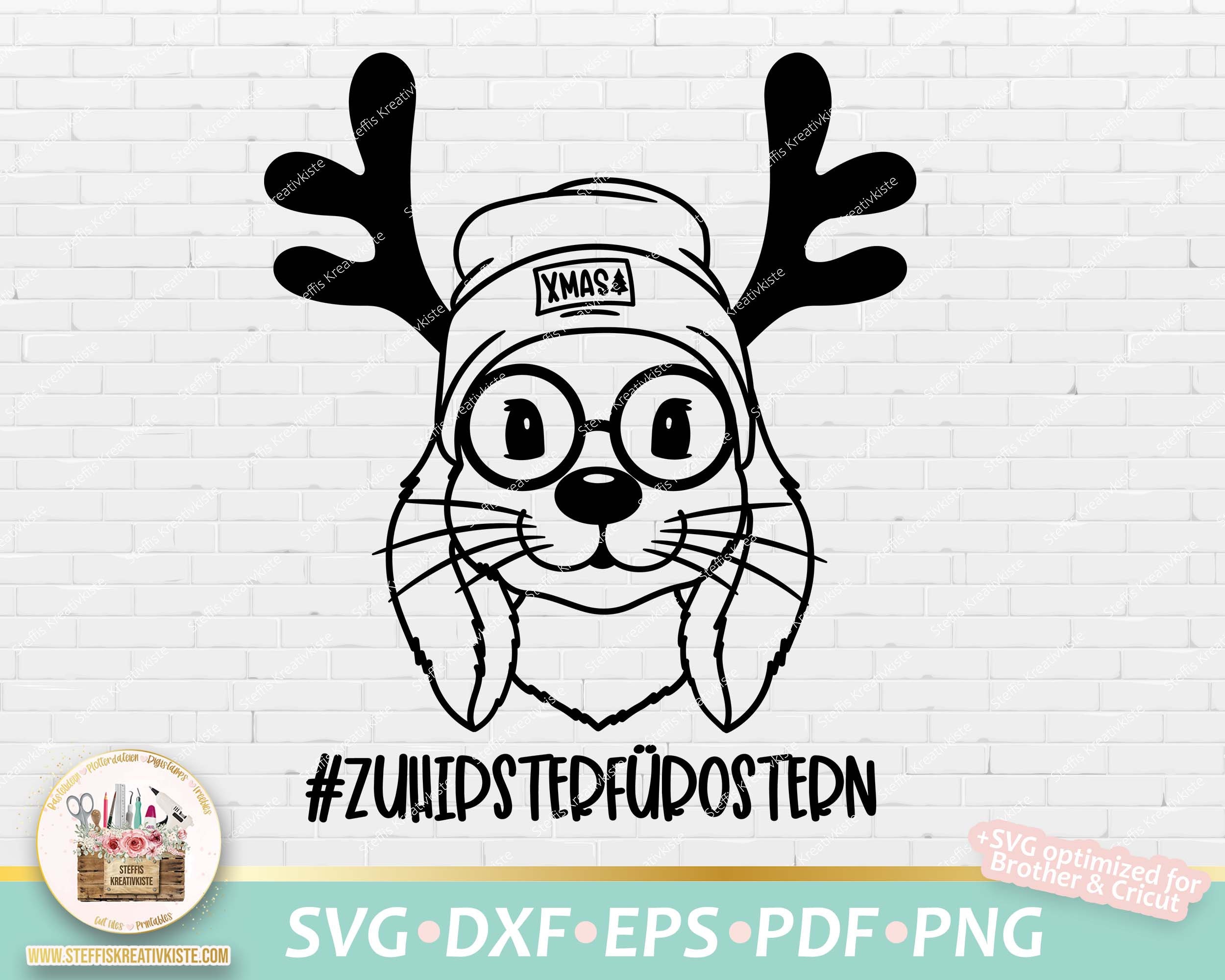 Plotterdatei Weihnachten lustig Hipster Hase Rentier SVG - Etsy.de