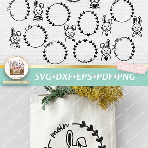 Plotterdatei Hasen Kränze Bundle deutsche Schriftzüge Baby SVG, Plotterdatei Baby Häschen ...