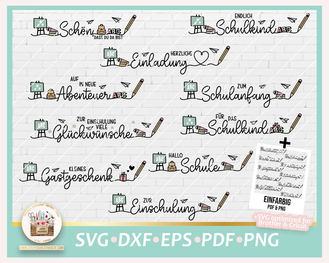 Plotterdatei Einschulung Deutsche Schriftzüge SVG, Einschulung Bundle, Einschulung Gewerblich ...