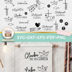 Plotterdatei Bundle Konfirmation SVG, Plotterdatei Kommunion, Plotterdatei Taufe, Deutsche ...