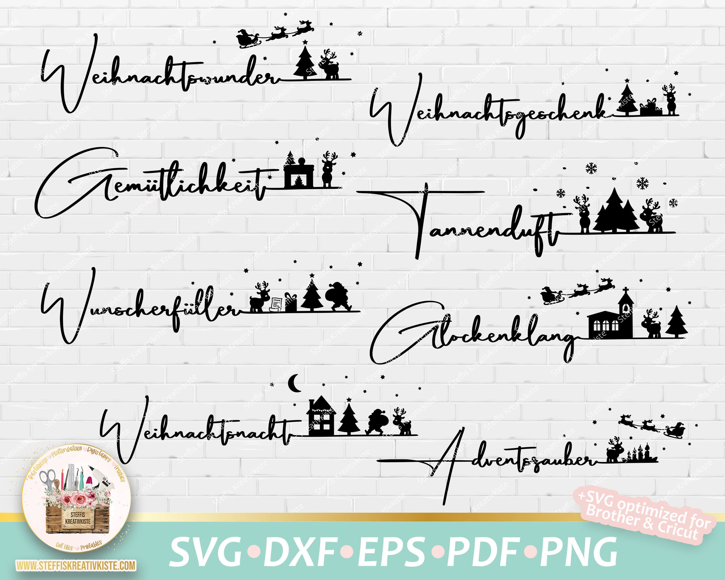 German Words Christmas SVG Bundle Cut File German Lettering - Etsy