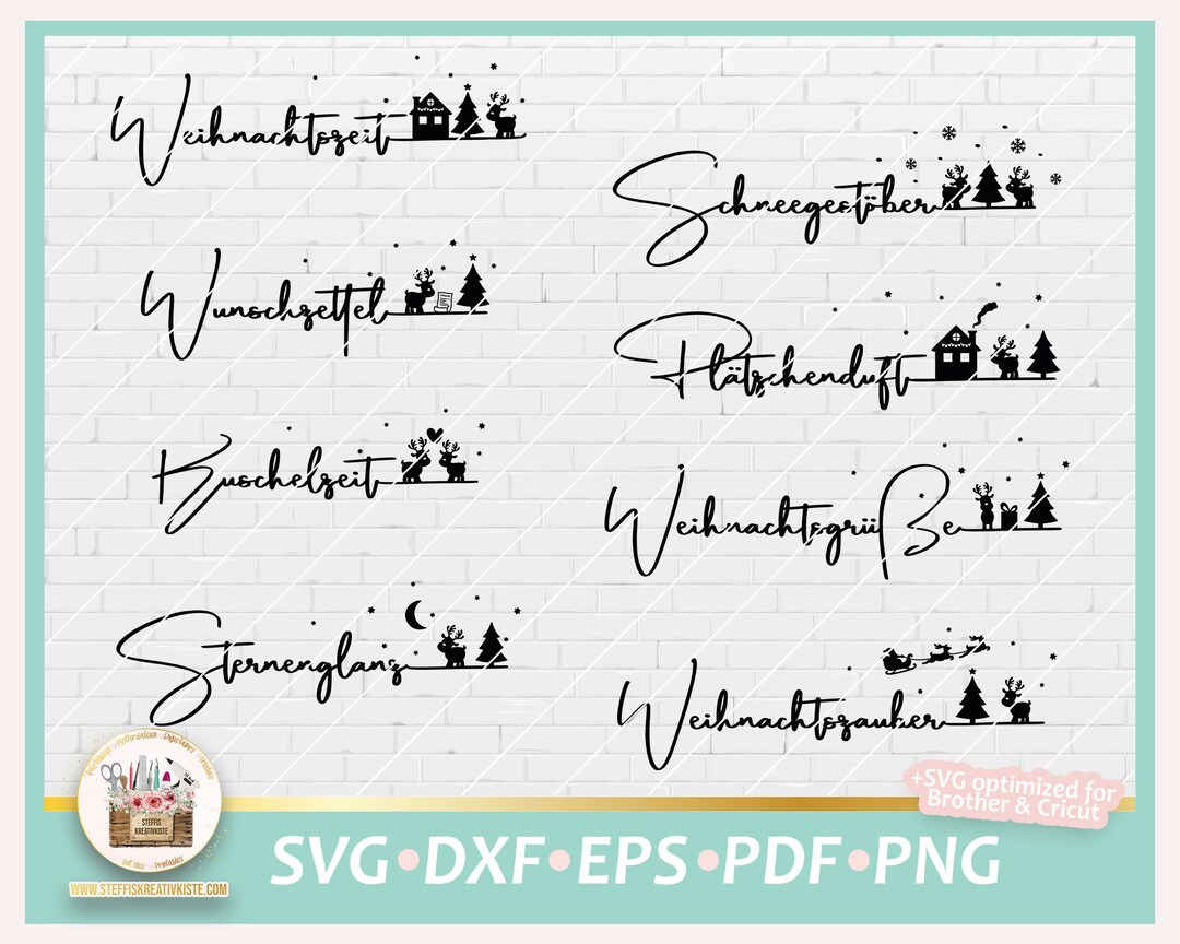 Plotterdatei Weihnachten deutsche Wörter SVG, Bundle Weihnachten ...