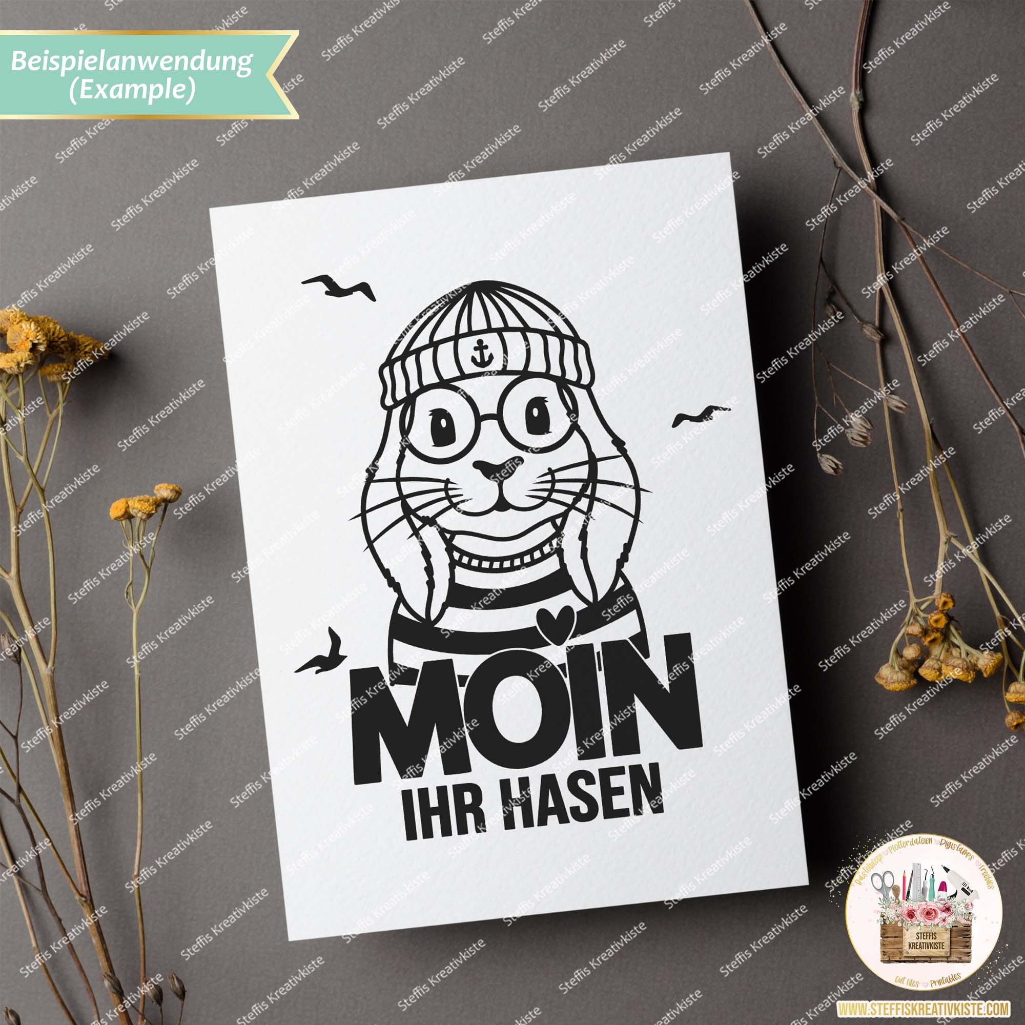 Plotterdatei Maritim Ostern Hase Moin SVG, Plotterdatei Hase Seemann ...