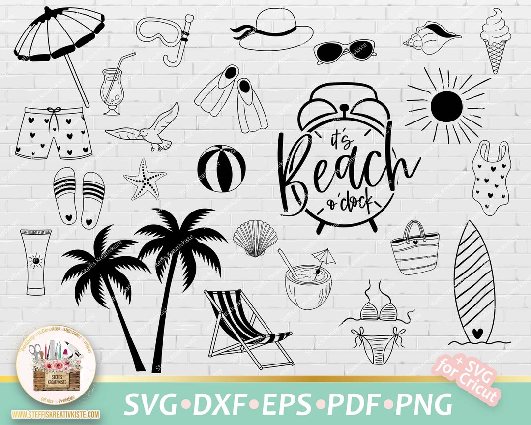 Bundle Beach SVG Clipart Beach SVG Beach O Clock Cut File - Etsy