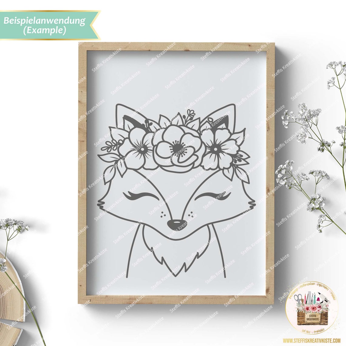 Plotterdatei Fuchs Mädchen Blumenkrone SVG Fuchs Blumenkranz - Etsy.de