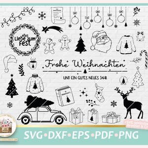 Bundle Plotterdatei Weihnachten Motive und deutsche Sprüche SVG ...