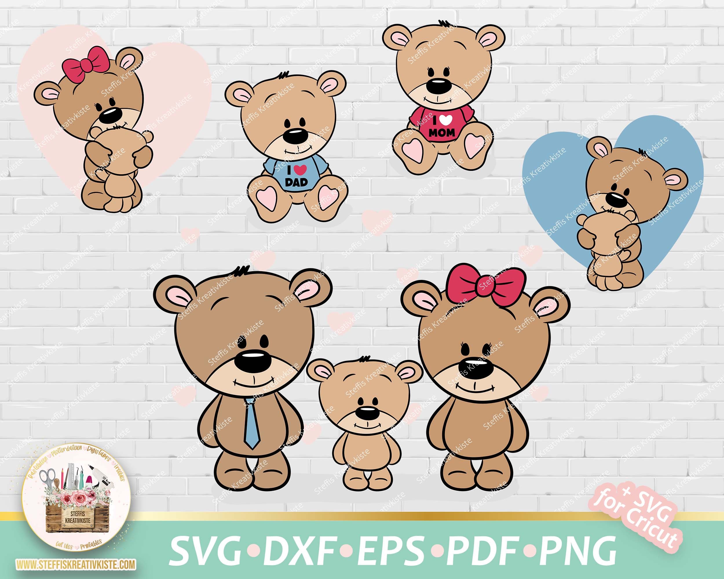 Svg Teddybären Familie Plotterdatei Teddy Bär niedlich Svg | Etsy