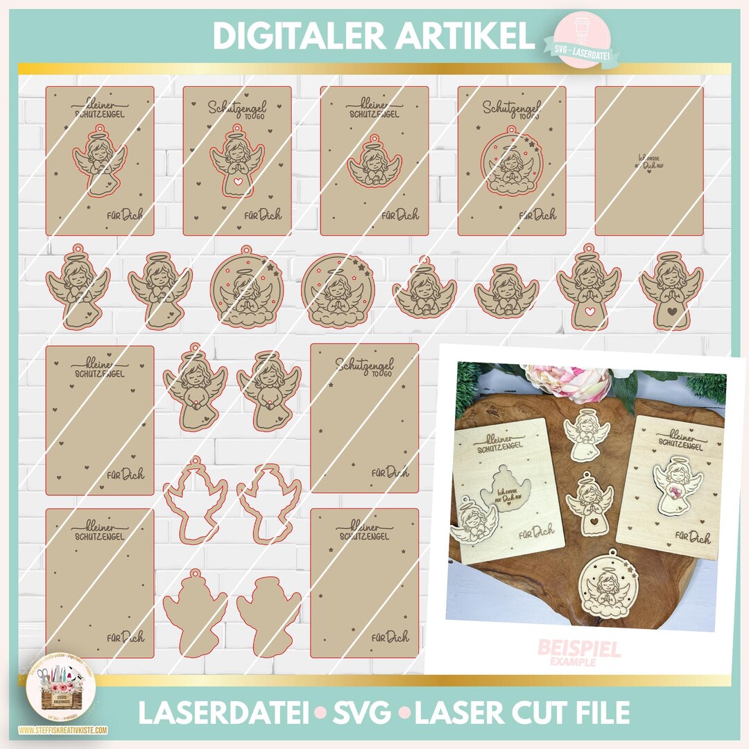 Guardian Angel SVG Laser File, Guardian Angel Card SVG, Guardian Angel ...