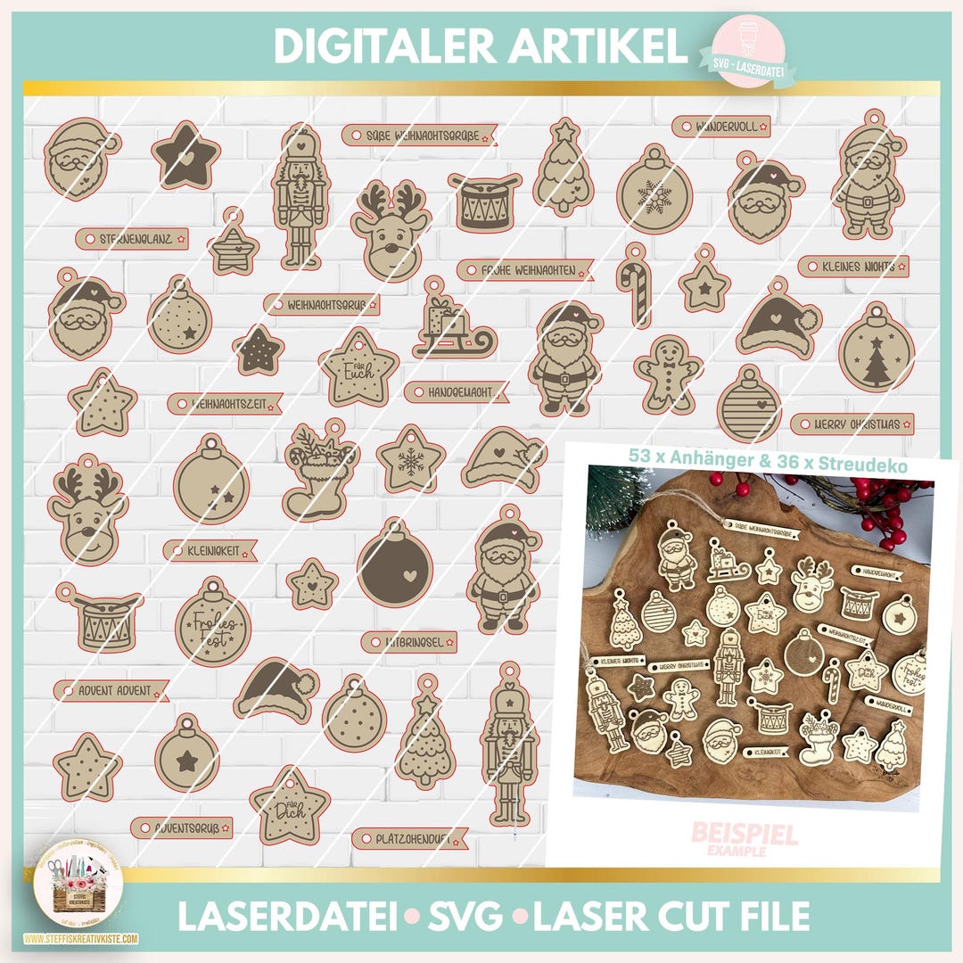 Christmas Laser Cut File Tags SVG, Christmas Confetti Decorations ...