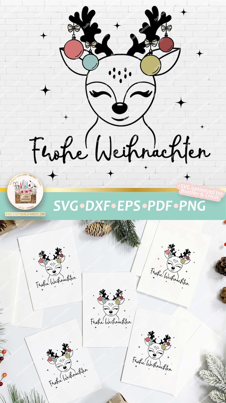 Plotterdatei Rentier Mädchen Frohe Weihnachten SVG Rentier - Etsy.de