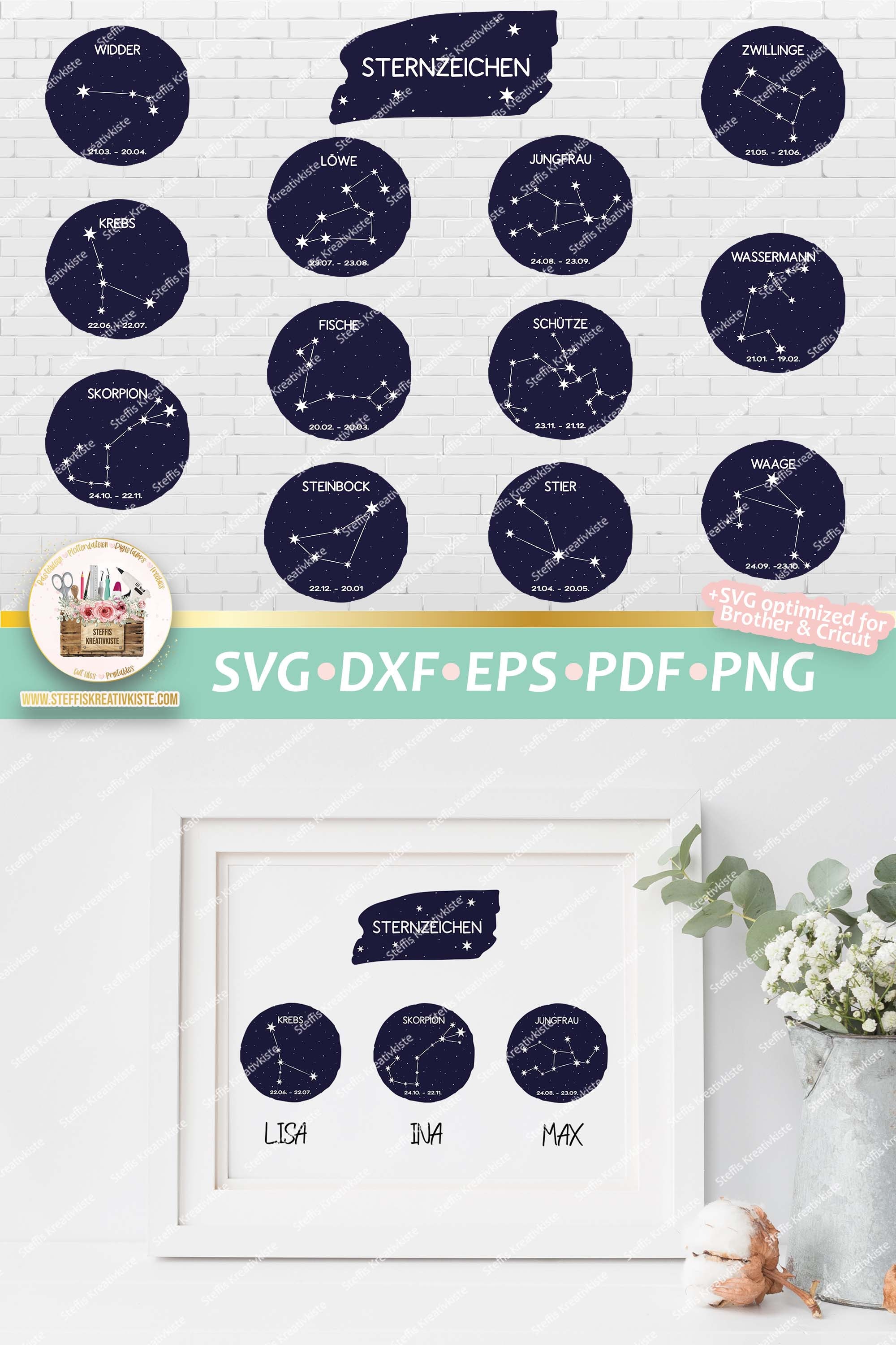 Bundle Sternzeichen deutsch Plotterdatei SVG PNG DXF - Etsy.de