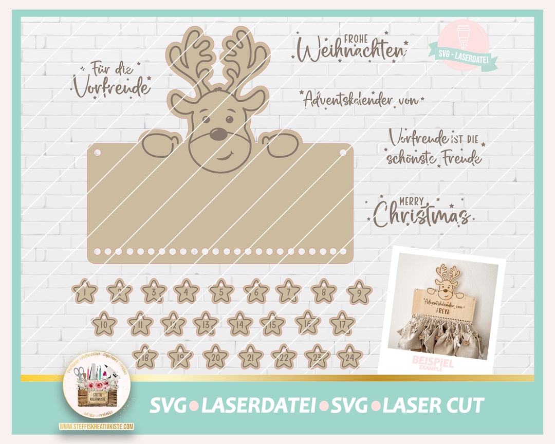 Laserdatei Adventskalender SVG, Laserdatei Adventskalenderzahlen SVG ...
