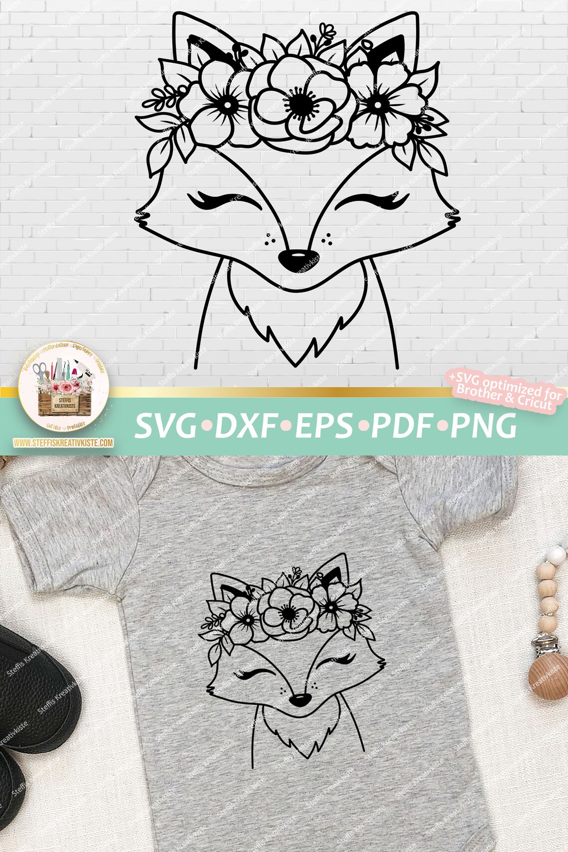 Plotterdatei Fuchs Mädchen Blumenkrone SVG Fuchs Blumenkranz - Etsy.de