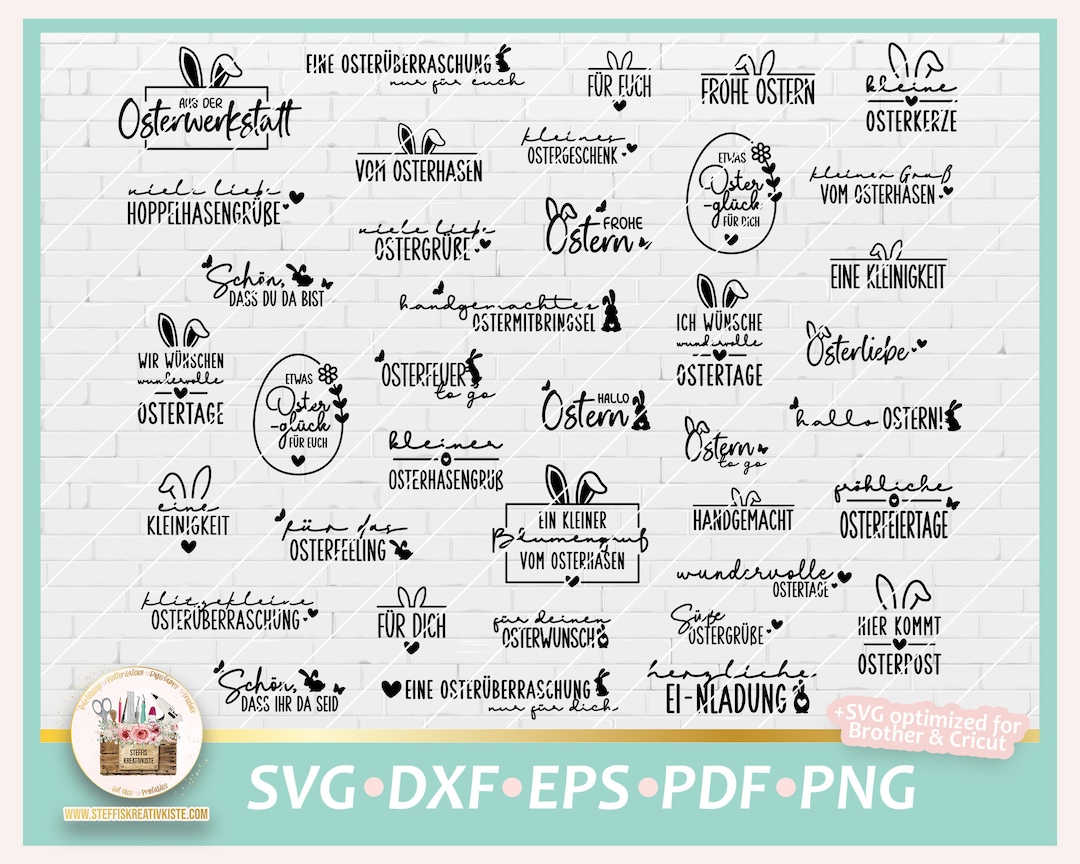 Plotter File Easter Sayings German Labels SVG, Plotter File Easter Lettering, Bundle Easter ...