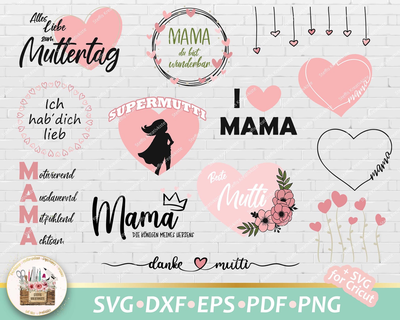 SVG Muttertag deutsche Sprüche, Plotterdatei Muttertag, SVG Mutti ...