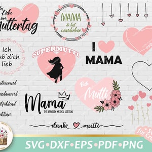 SVG Muttertag deutsche Sprüche, Plotterdatei Muttertag, SVG Mutti, Digistamp Muttertag ...