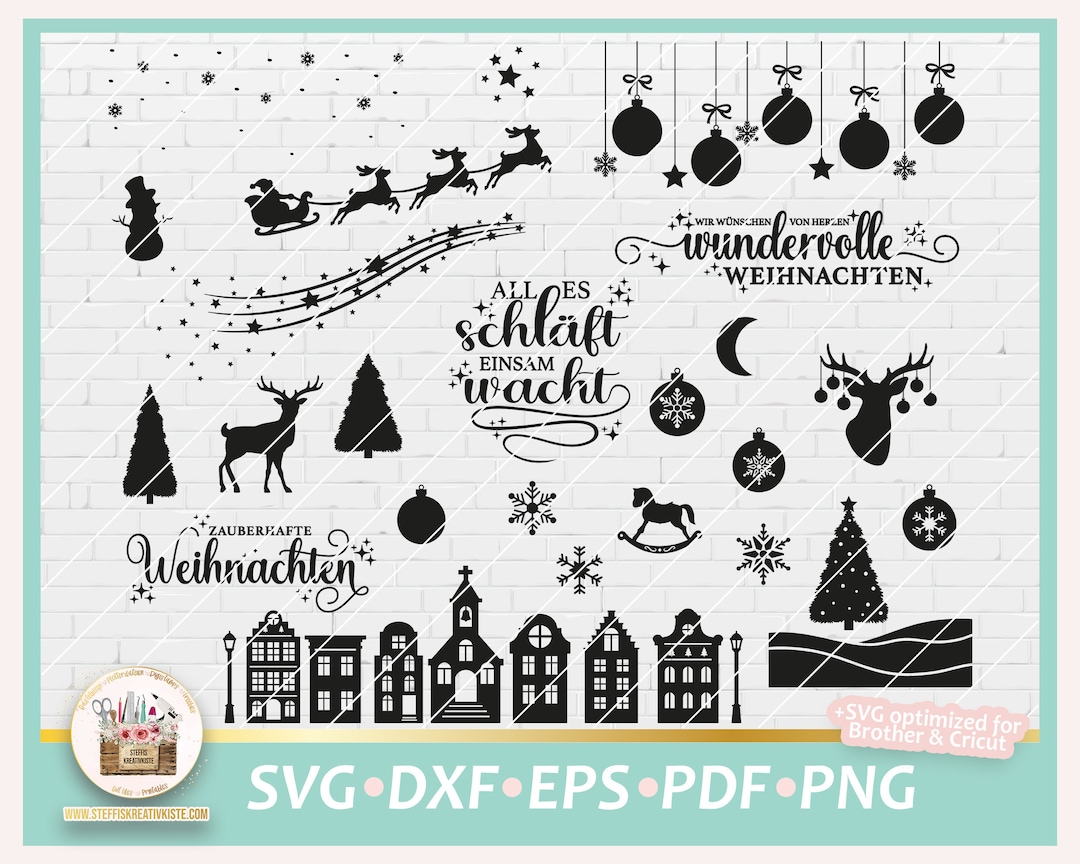 Plotterdatei Weihnachten Häuser und deutsche Sprüche SVG Bundle, Digistamp Bundle Weihnachten ...