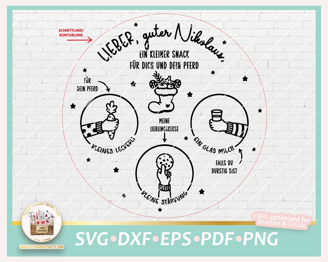 Plotterdatei Weihnachtsteller SVG, Teller Nikolaus SVG, Weihnachten Teller SVG, Laserdatei ...