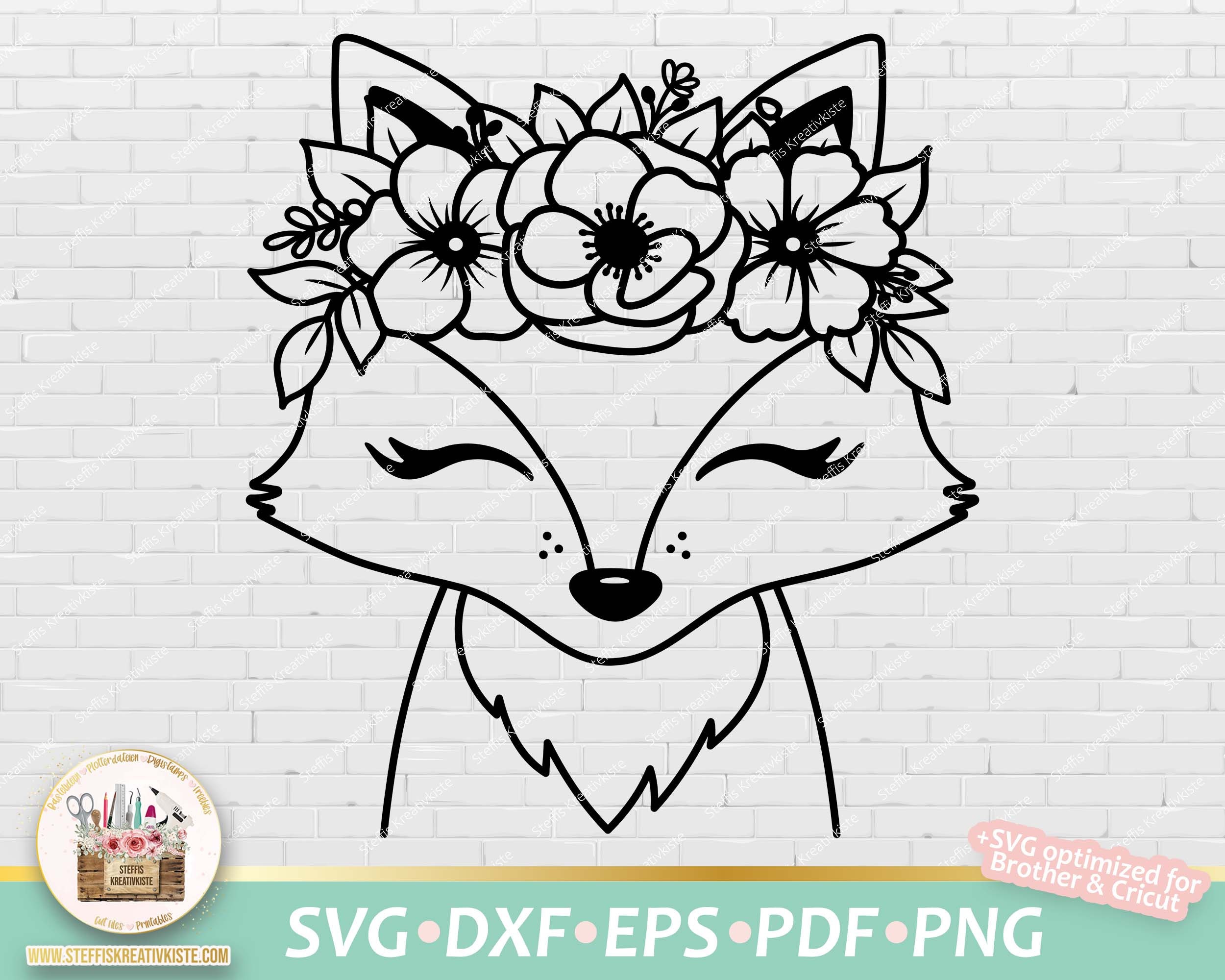 Plotterdatei Fuchs Mädchen Blumenkrone SVG Fuchs Blumenkranz - Etsy.de