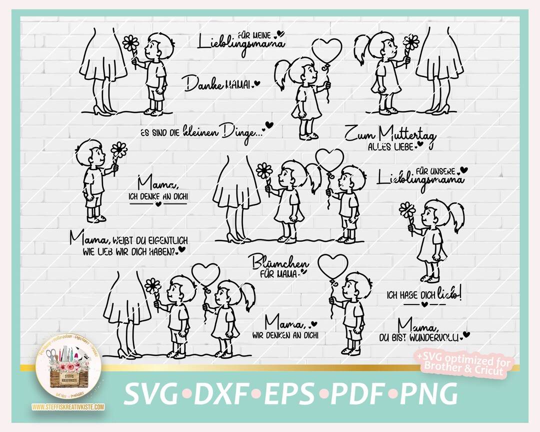Plotterdatei Muttertag SVG, Muttertag Sprüche SVG, Plotterdatei Mutter Und Kinder SVG, Dxf ...