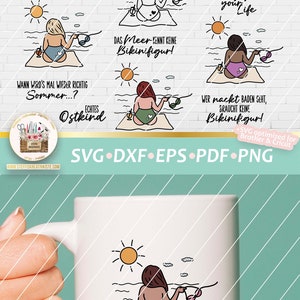 Plotterdatei Sommer Bundle SVG, Strand SVG, Sommer Sprüche, Plotterdatei Strand, Bikinifigur ...