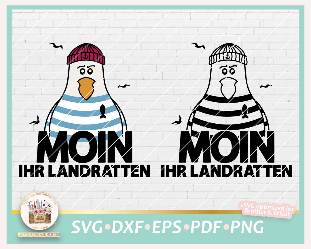 Plotterdatei Maritim Möwe Moin SVG, Plotterdatei Möwe Seemann, SVG Möwe, Plotterdatei ...