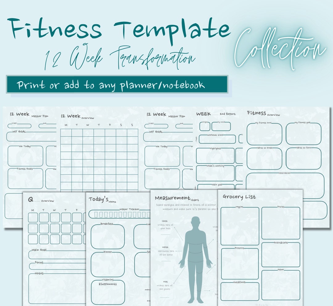 Fitness Template Collection, Fitness Planner Printable, Workout Planner ...