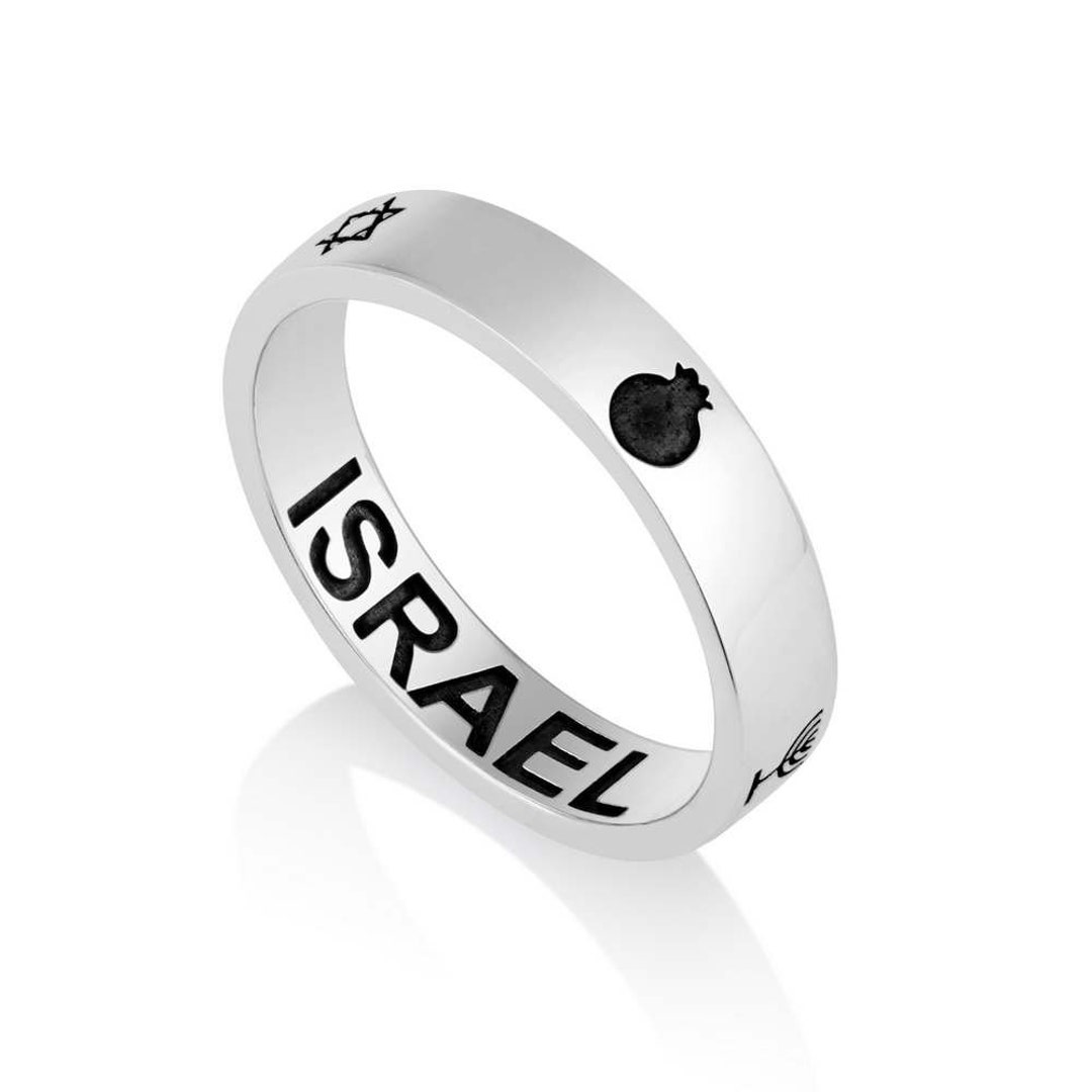 Israel Sterling Silver Ring, Jewish Ring, Jewish Engraved Symbols ...
