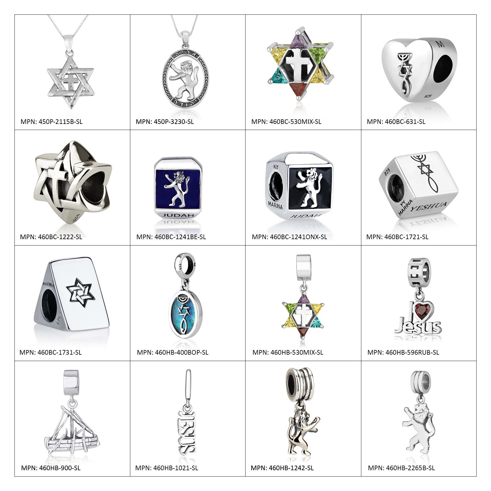 Margen David Cross Multicolored Star of David Charms Semi - Etsy UK